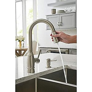 MOEN Noell Single-Handle Pull-Down Sprayer Kitchen Faucet with Reflex and Soap Dispenser in Spot Resist Stainless