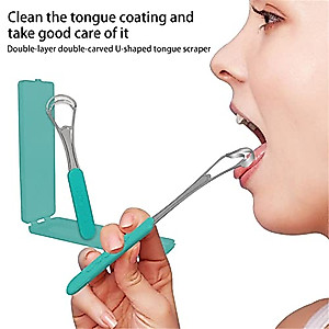 Adult Tongue Tongue Coating Scraper Oral Care Tongue Cleaning Scraper Tongue Coating Cleaning Scraper Oil Control (D, One Size)