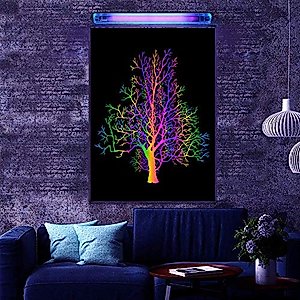 Blacklight premium VELVET material poster print 24x34 inch, reactive at UV light, glow at blacklight, art wall fluorescent poster, fluorescent ink print (Glow tree)
