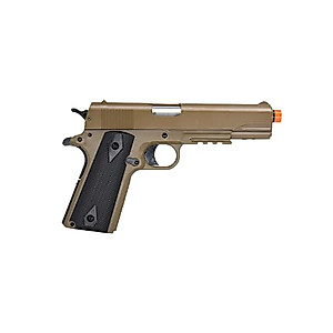 Soft AIR USA Colt 1911 A1 Spring Airsoft Pistol with Metal Slide, 345 FPS, Brown