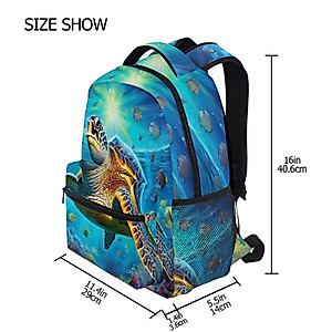 KEIGE Sea Turtle Ocean Life Backpack School Bookbag for Boys Girls 2110001