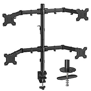 HUANUO Quad Monitor Stand, 4 Monitor Stand for 13-27 inches Computer Screens with Full Articulation, Heavy Duty Monitor Desk Mount Fully Adjustable Holds up to 22LBS per Arm