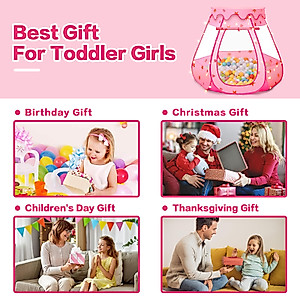 Baby Ball Pit for Toddler: with Star Lights - Pop Up Princess Play Tent for Kids - Indoor Outdoor Baby Girl Toys Birthday Gifts - NO Balls (Pink Tent)