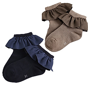 Colorful Childhood Baby Socks Toddler Girls Princess Ruffles Short Socks (2-4T(M), Style B)