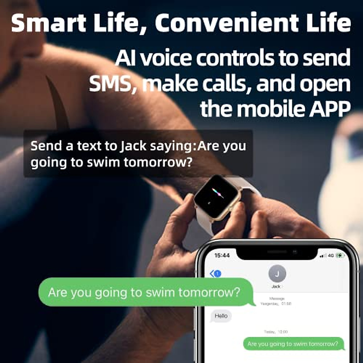 MVEFOIT Two Watches - 1.7'' Phone Smart Watch Answer/Make Calls, Fitness Watch with AI Control Call/Text, Android Smart Watch for iPhone Compatible, Full Touch Smartwatch for Women Men