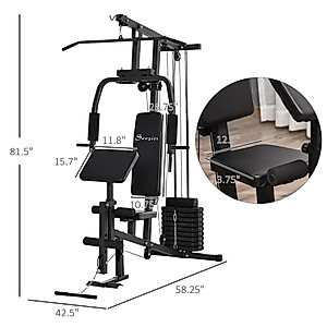 Soozier Multifunction Home Gym System, Workout Station with 99Lbs Weight Stack, for Full Body Exercise