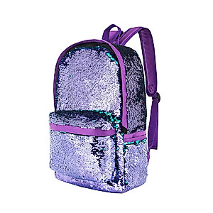 HeySun Sequin Backpack for Girls Bookbag Kids Back Pack for School Elementary School Bag for Boys Purple