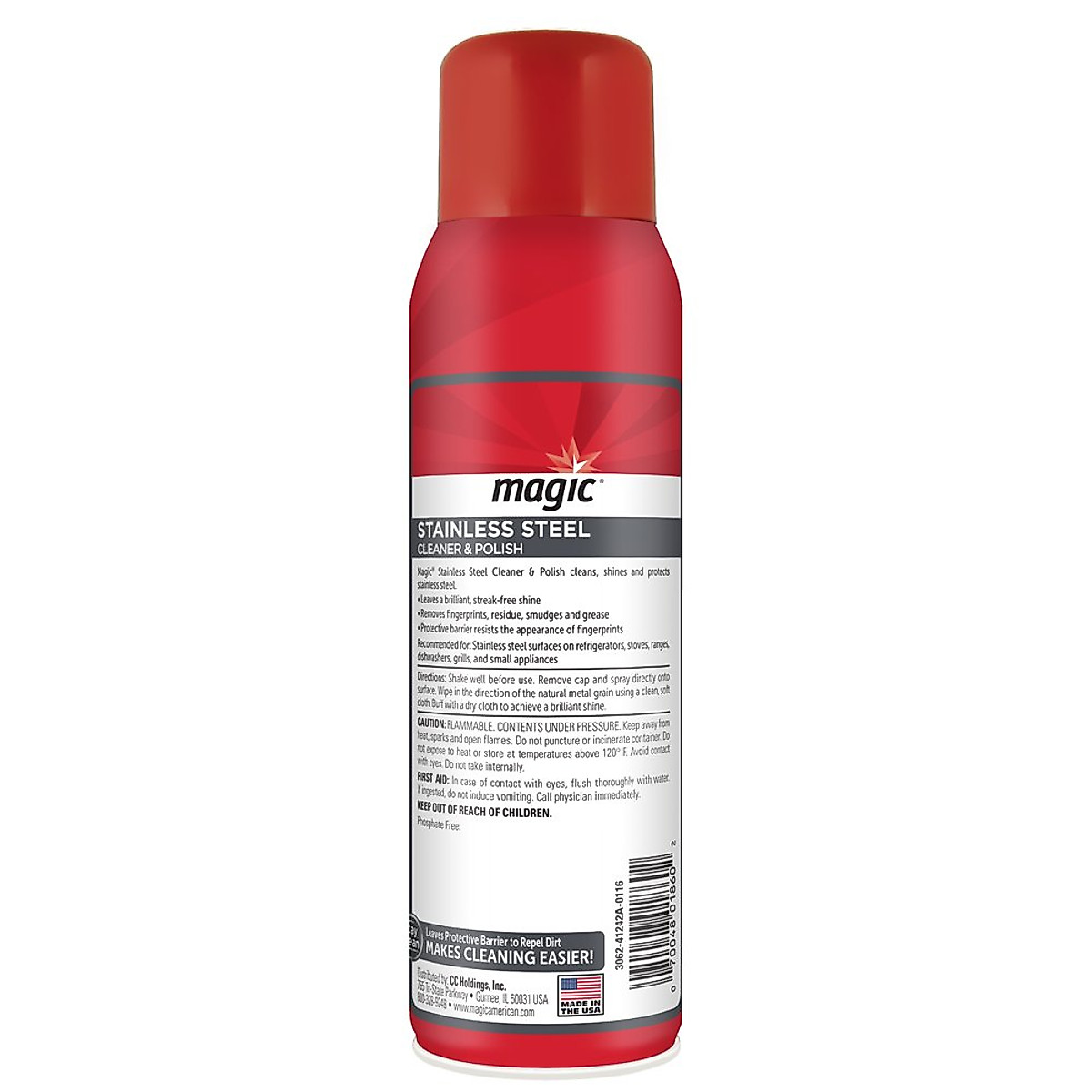 Magic Stainless Steel Cleaner Aerosol - 17 Ounce - Removes Fingerprints Residue Water Marks and Grease From Appliances - Refrigerator Dishwasher Oven Grill etc