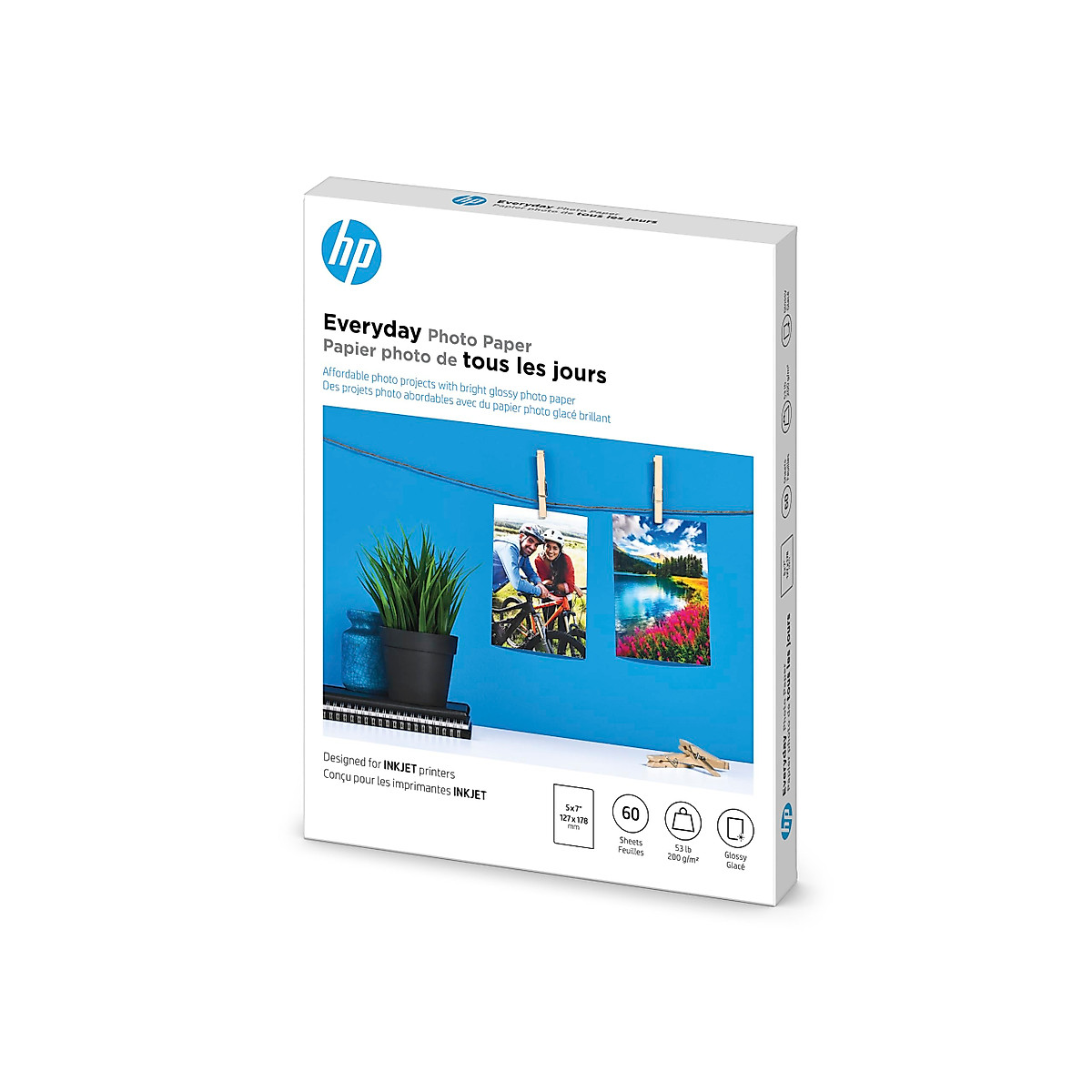 HP Everyday Photo Paper, Glossy, 5x7 in, 60 sheets (CH097A)