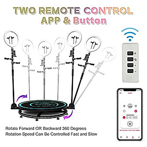 MWE 360 Photo Booth Machine with Software for Parties with Ring Light,Logo Customization,3-4 People Stand on APP Remote Control Automatic Slow Motion 360 Spin Camera Booth (31.5'')