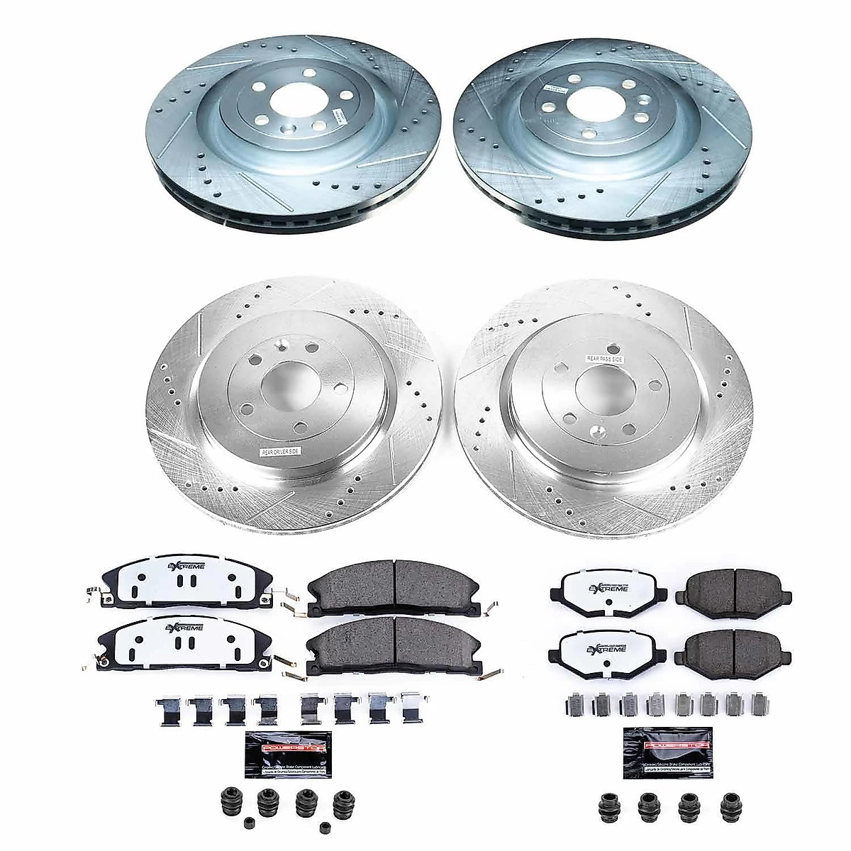 Power Stop K7573-36 Front and Rear Z36 Truck & Tow Brake Kit, Carbon Fiber Ceramic Brake Pads and Drilled/Slotted Brake Rotors
