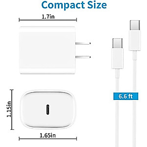 iPad Pro Charger Fast Charging,2 Pack 20W USB C Fast Wall Charger Block with 6.6FT USB C Cable for iPad Pro 12.9 in 5th/4th/3rd Gen,New iPad mini 6th Gen,2021/2020/2018 iPad Pro 11 inch,iPad Air 4th