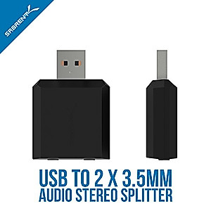 SABRENT USB to 2 x 3.5mm Stereo Jack Splitter Adapter for Speaker and Headphone Support Windows and Mac. Plug and Play No Drivers Needed. (AU-2X35)