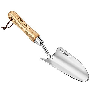 Stainless Steel Trowel, Garden Small Flower Hand Shovel, Potting Soils Scoop with Wood Handle, Gardening Bonsai Tools for Transplanting Digging Weeding Planting