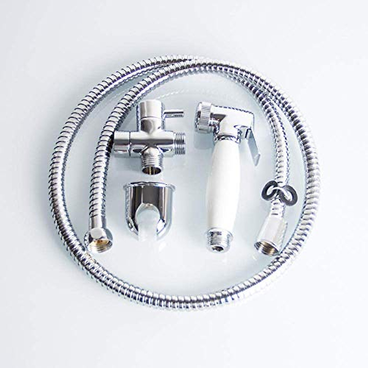 JIYTG Bidet Shower Kit Bidet Muslim Shower tap into a Shower or Bidet Toilet Spray Gun Set Bidet Washer Butt Washer Bidet Spray Gun Faucet Showerheads
