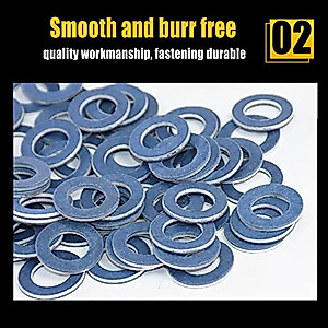 Jawmoy Pack-24 Oil Drain Plug Gaskets, 0.47" OEM 9043012031 Aluminum Oil Drain Plug Washers Replacement, Compatible with Most Cars (Blue)