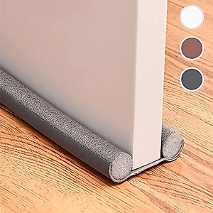 SYIPO Door Draft Stopper Adjustable 37", Twin Door Draft Blocker Cuttable & Washable, Draft Door Stopper Energy Saving Door Weather Stripping Reduce Noise Window Breeze Blocker Door Sweeps, White