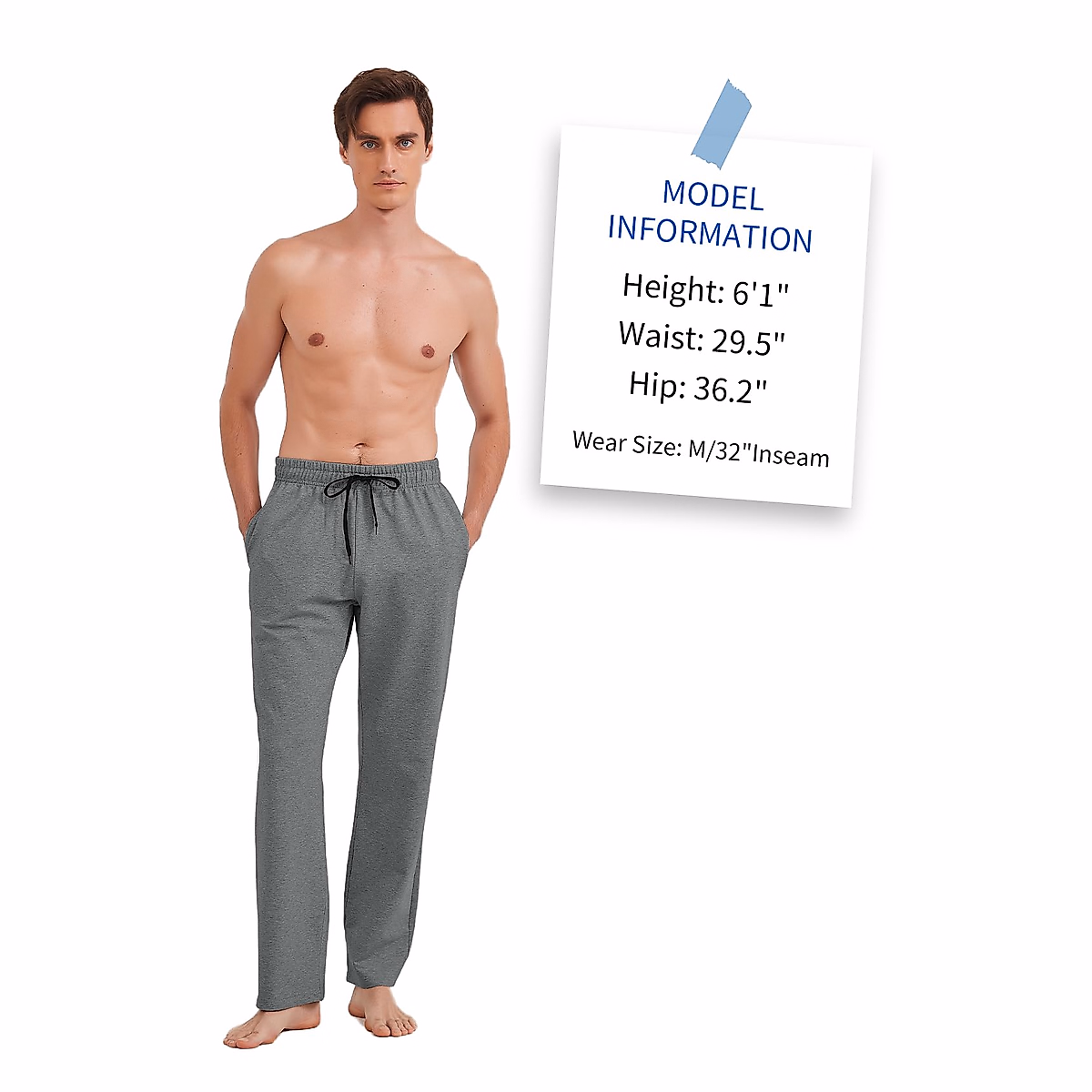 Idtswch 36 Inseam Mens Tall Sweatpants Open Bottom Joggers Casual Loose Fit Athletic Yoga Pants with Pockets Dark Gary