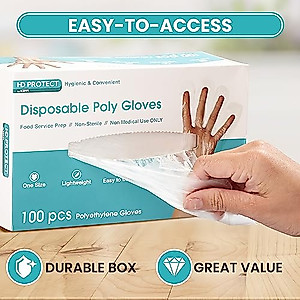 Keppi 100pcs Plastic Gloves | BPA & Latex Free | Perfect Food Handling Gloves | Food Safe Disposable Gloves for Cooking | Bulk Food Safe Gloves | One Size Great Fit