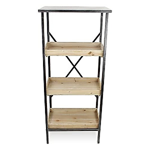 Cheung's Storage Rack Metal 4 Tier Shelf with 3 Wooden Shelves, Black, Gray
