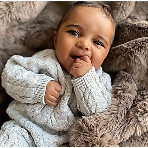 Hope & Henry Layette Grey Cable Knit Sweater Romper