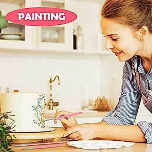 30 Pcs Cake Decorating Brushes Cake Painting Brushes Food Paint Brush Multiple Function Fondant Brush Cookie Brushes DIY Tools Set Cake Decorating Painting Tool Icing Pastry Brushes for Baking (Pink)