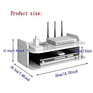 QLQWDNDY WiFi Router Storage Box,Floating Shelf for TV Components TV Box Shelf Thick DVD Player, Wall Hanging Shelf Punching-Free Storage Rack for Set-Top Box Game Consoles for Home
