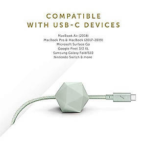 Native Union Type-C Desk Cable – USB-C to USB-C 8ft Ultra-Strong Non-Slip Charging Cable with Anchor Weight Compatible with iPhone 16, 15, MacBook Pro 13" M1/ M2, Air 13"/15", Surface Go 3 (Sage)
