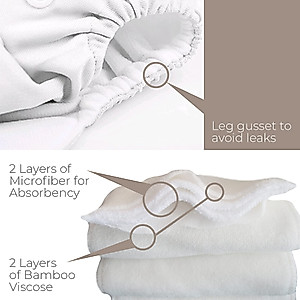 Nora's Nursery Cloth Diapers 7 Pack with 7 Inserts & 1 Wet Bag - Waterproof Cover, Washable, Reusable & One Size Adjustable Pocket Diapers for Newborns and Toddlers - Modern Blooms