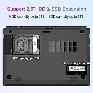 Ruzava 16" Laptop 12+512GB Celeron N5095 (Up to 2.9Ghz) 4-Core Win 11 PC with Cooling Fan 1920 * 1200 2K Screen Dual WiFi Support 2.5" HDD 1TB SSD Expand for Business Study-Black