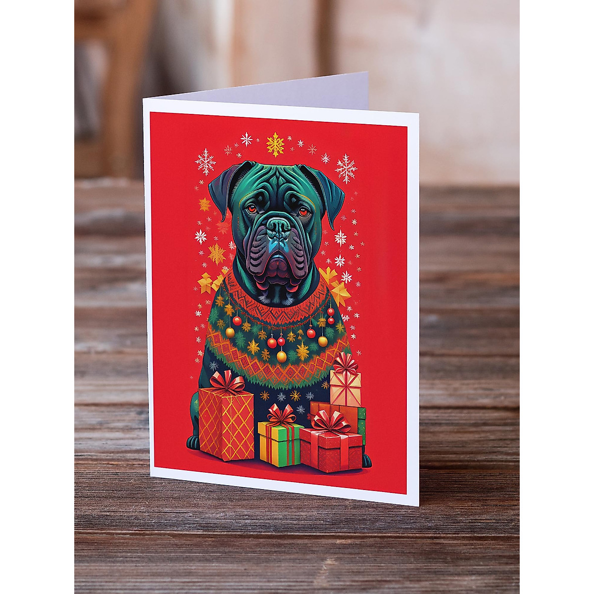 Caroline's Treasures DAC3064GCA7P Cane Corso Holiday Christmas Greeting Cards Pack of 8 Blank Cards with Envelopes Whimsical A7 Size 5x7 Blank Note Cards