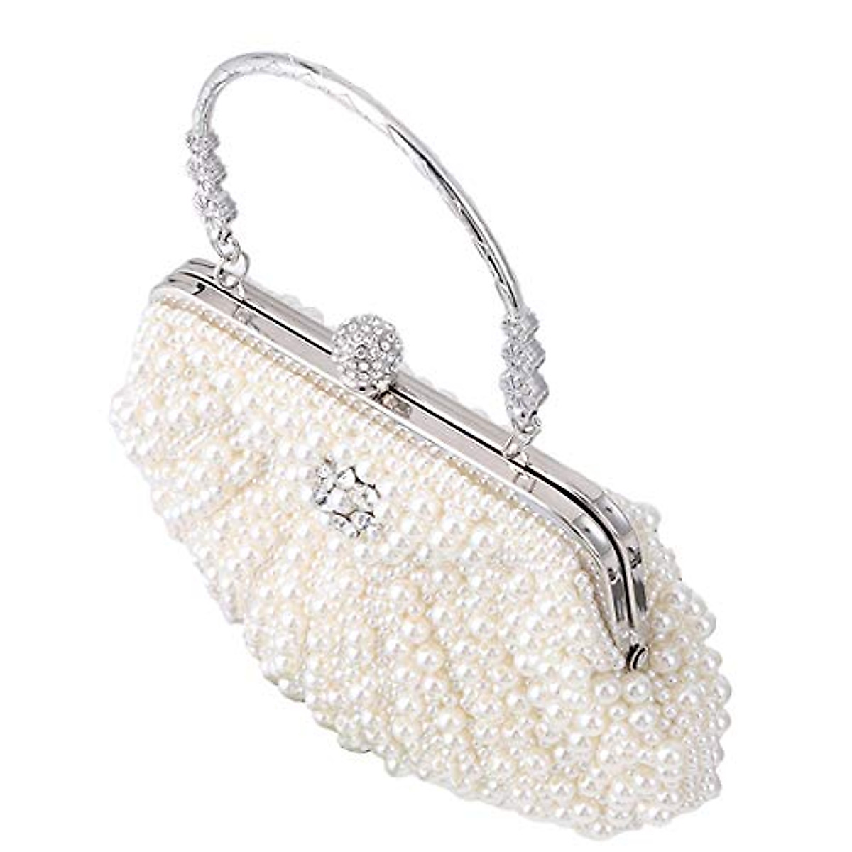 XINNI Women Shell Shape Pearl Rhinestone Purse Clutch Handbag for Cocktail Evening Party