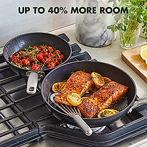 GreenPan SearSmart Hard Anodized Healthy Ceramic Nonstick, 8" and 10" Frying Pan Skillet Set, PFAS-Free, Textured Surface, Dishwasher Safe, Black