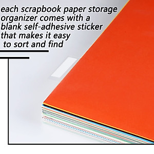 12 x 12 Scrapbook Paper Storage Organizer Clear Top Loading Files Plastic Paper Holder with Customizable Tabs for Holding Paper Photos Vinyl Paper Scrapbook Paper (40 Set)