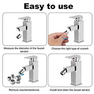 Gosknor 10 in 1 Faucet Aerator Removal Tool, Universal Metal Aerator Wrench Key for Sink Faucets Removal & Installation Durable Faucet Wrench for Bathroom & Kitchen Tap Maintenance