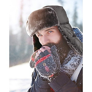 Trapper Hat Winter Hats for Men Trooper Hunting Ski Hat Women Ushanka Ear Flap Windproof Black