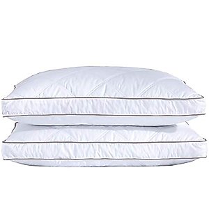 puredown Goose Down Feather Sleeping 100% Cotton Pillow Cover Down proof, Standard/Queen, Gusseted, Set of 2.