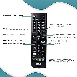 Original LG TV Remote Control AKB75675304 for LG Smart TVs Compatible with All LG TV Models 32LM5620BPUA 32LM570BPUA 32LM620BPUA 32LM630BPUB 32LM6350PUA 32LM639BPUB 43LM5700PUA 43LM6300PUB
