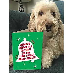 Brainbox Candy - Rude Christmas Card - 'Half Arsed Jingler' - Cheeky Xmas Cards - Funny Festive Seasonal Humour - For Him Her Men Women Friends Family - Merry Christmas