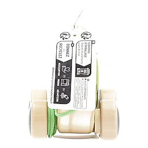 Hape Frog Pull-Along | Wooden Frog Fly Eating Pull Toddler Toy, 4.6 x 3.3 x 3.8 inches, Green