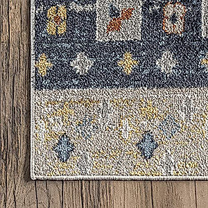 nuLOOM Shannon Machine Washable Geometric Tribal Area Rug, 4' x 6', Beige