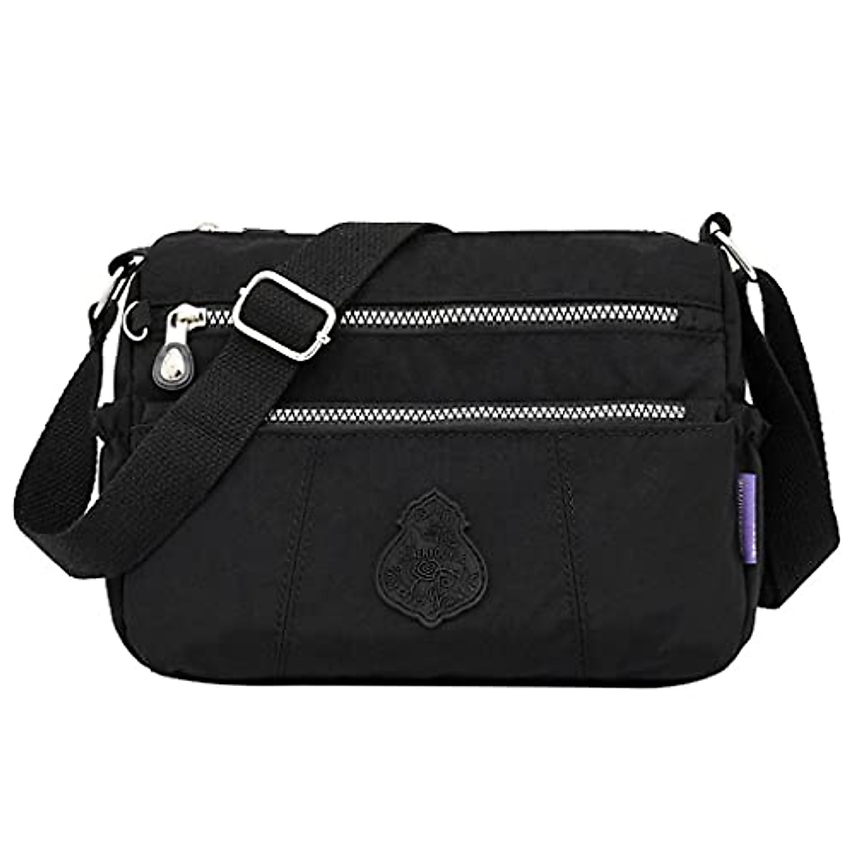 PATOPO Women Nylon Shoulder Bag Waterproof Canvas Bag Vintage Crossbody Bags Shopping Handbags Fashion Ladies Messenger Bag Black