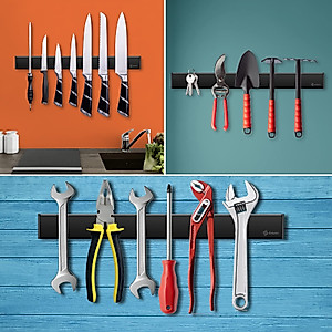 Magnetic Knife Holder for Wall, Enkrio 16 Inch Black Stainless Steel Knife Magnetic Strip No Drilling, Kitchen Magnet Knife Holder Strip Knife Rack Knife Bar