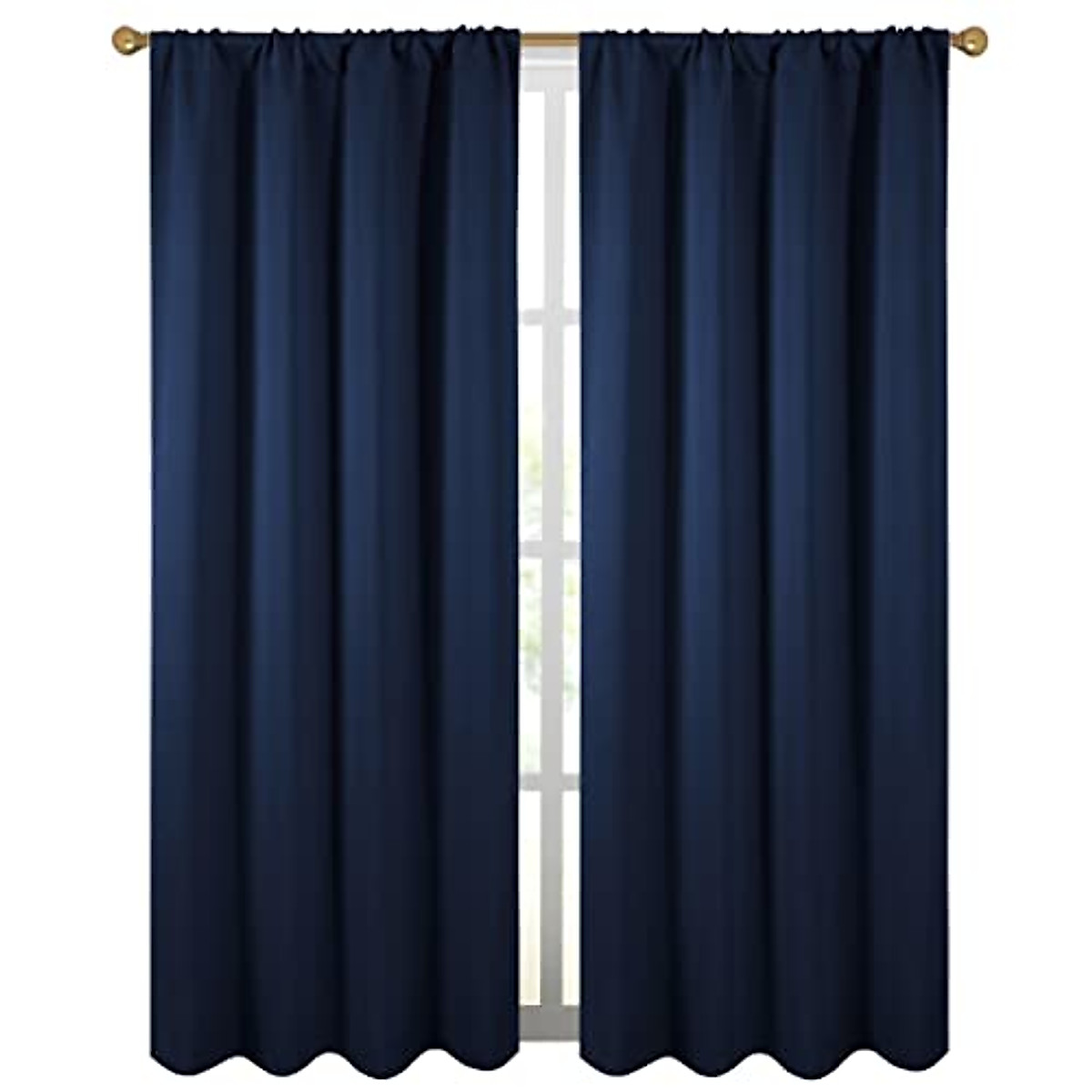 Diraysid Navy Blue Blackout Curtains for Bedroom and Living Room Thermal Insulated Room Darkening Curtains Drapes, 52 x 84, 2 Panels