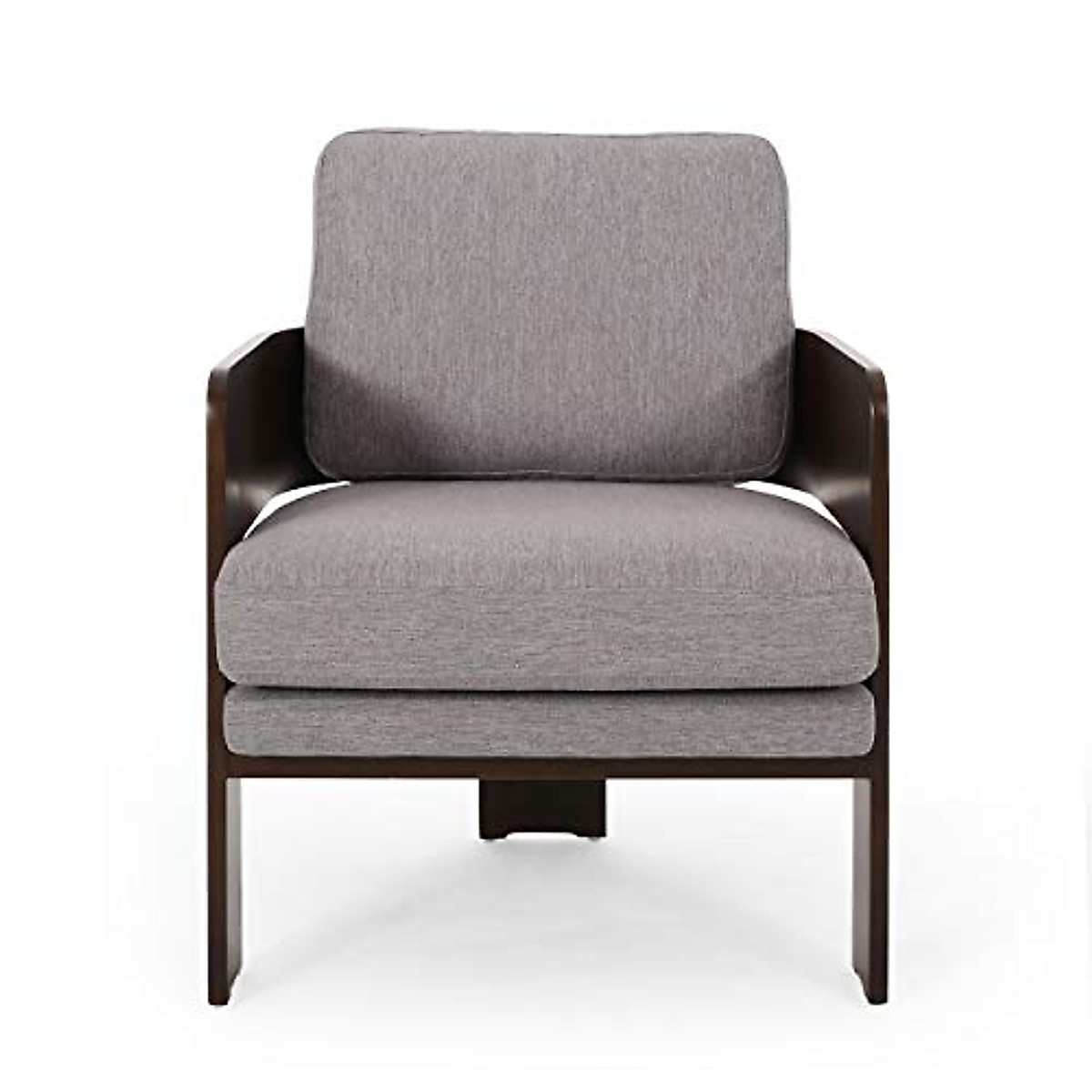 Christopher Knight Home Sheila Mid-Century Modern Fabric Bentwood Accent Chair, Gray + Dark Brown