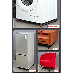 koutey Heavy Duty Expandable Appliance Base For Washing Machines, Refrigerators, Dryers, Dishwashers and other Heavy Objects, can bear 300 kg (Black base with red wheels + lifter tool)