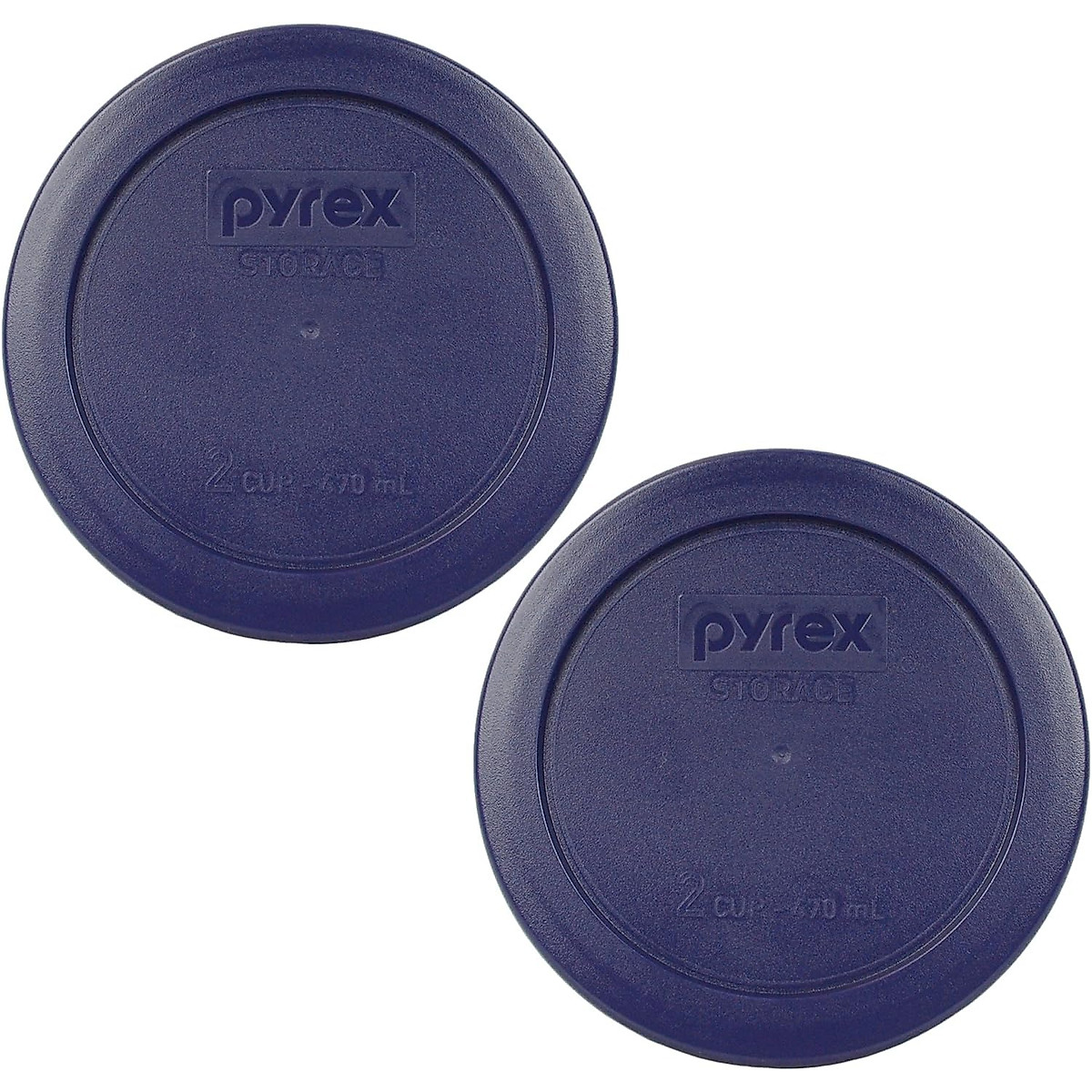Pyrex 7200-PC 2 Cup Dark Blue Round Storage Lids - 2 Pack