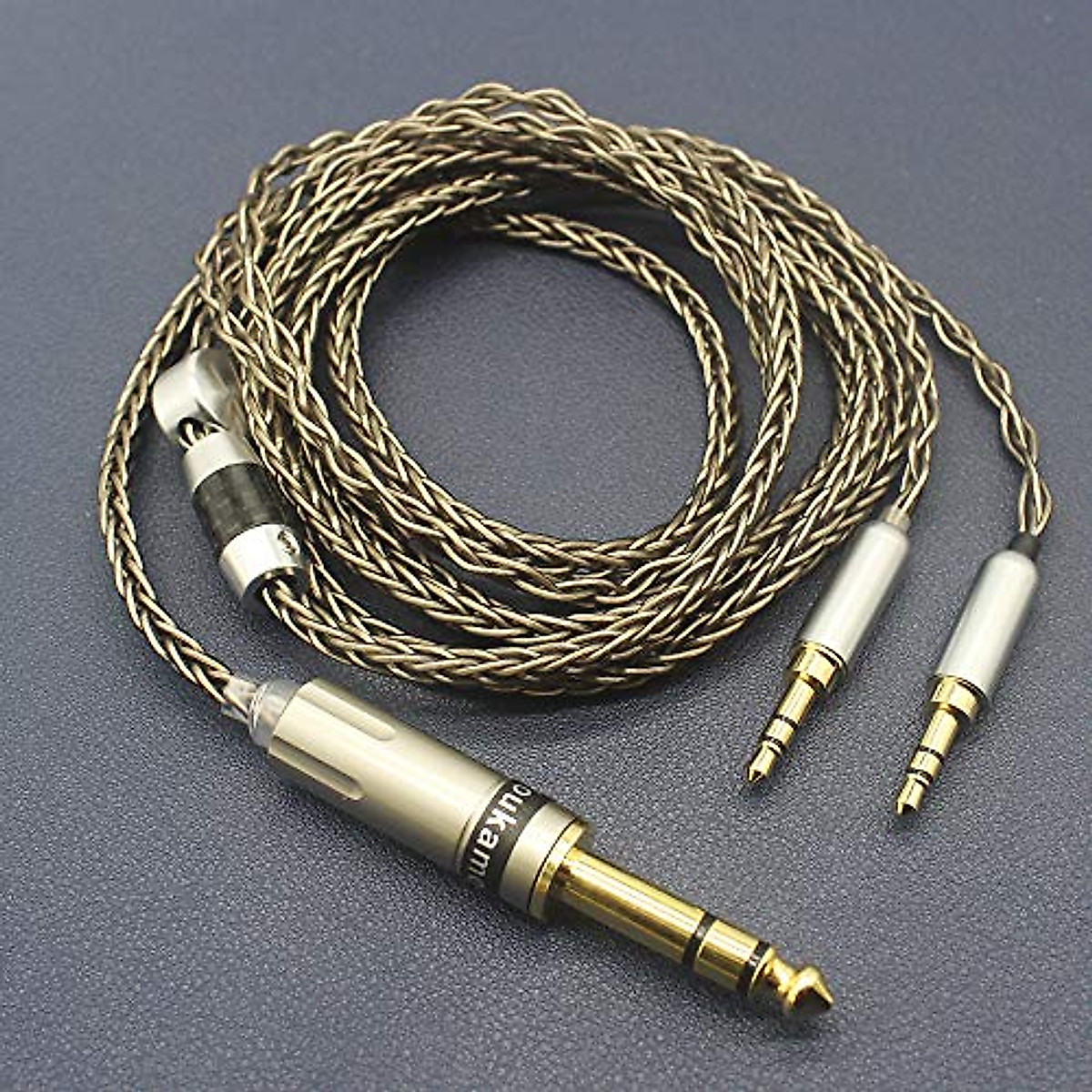 Youkamoo 6.35mm Cable Compatible for Hifiman HE4XX, HE-400i Headphones 8 Core Braided Silver Plated Replacement Audio Upgrade Cable (6.35mm to Dual 3.5mm Male Version)