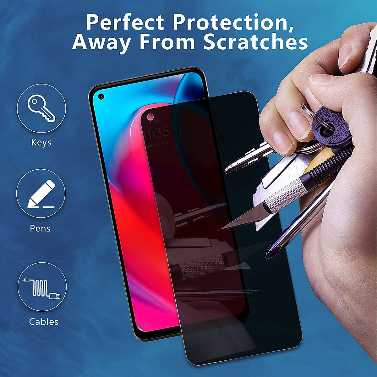 (2+2pack)Compatible for Moto G Stylus 5G 2021 Privacy Screen Protector(2 Pack) and 2 Pack Tempered Glass Camera Lens Protector,Precise Cutout,Bubble Free,easy installation,9H Hardness HD,Tempered