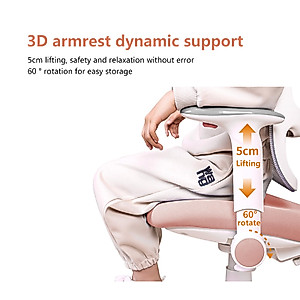 FCD Kids Desk Chair, Adjustable Height Study Chair with Adjustable Back Support, Thick Cushion Seat, Foldable Armrest and Adjustable Footrest (Blue)